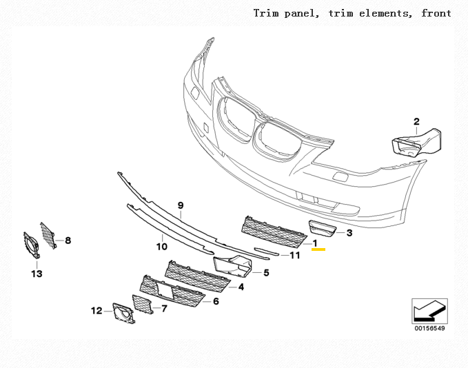 차량 본체 부품 환기 석쇠 정면 Bummper 51117331731 51117331732